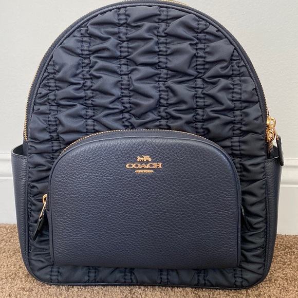 Coach | Bags | Coach Navy Blue Court Backpack With Ruching Brand New ...